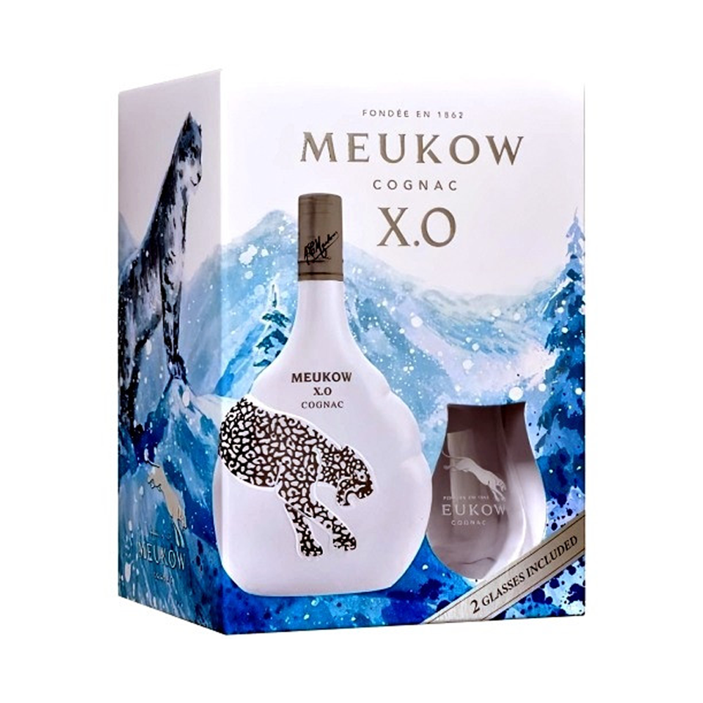 Cognac Meukow XO Ice Panther + 2 kozarca + GB 0,7 l | Drinx.si