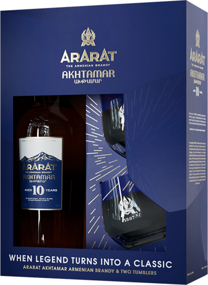 Vinjak Brandy Ararat 10 + 2 kozarca + GB 0,7 l | Drinx.si